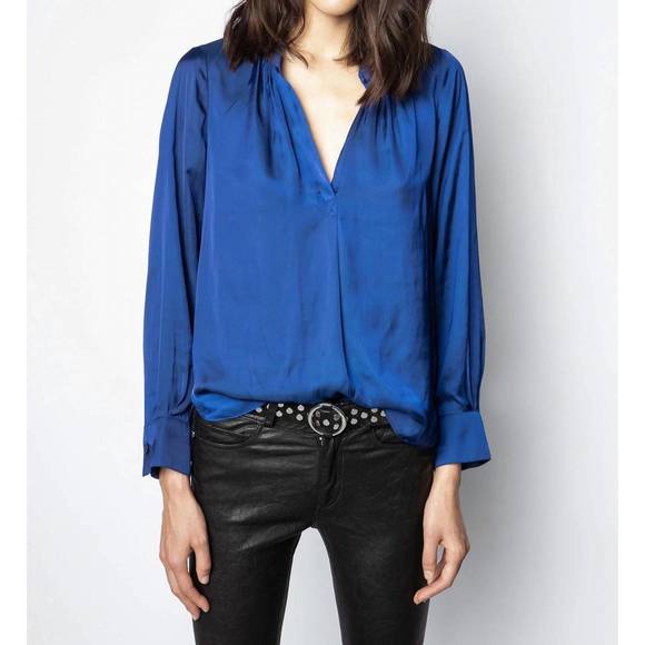 Zadig & Voltaire | Tops | New Zadig Voltaire Tink Satin Blouse In Blue ...